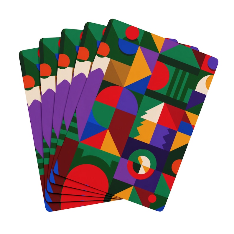 Geometric Holiday Shapes Playing Cards - Colorful Game Set, Unique Card ...
