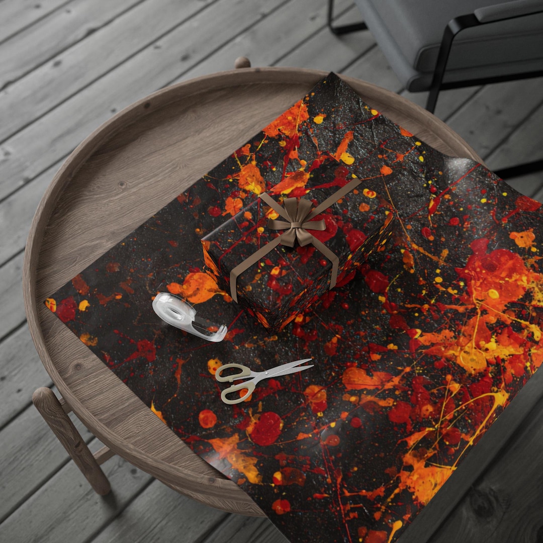 Fiery Abstract Wrapping Paper - Bold Colorful Gift Wrap, Unique Art ...