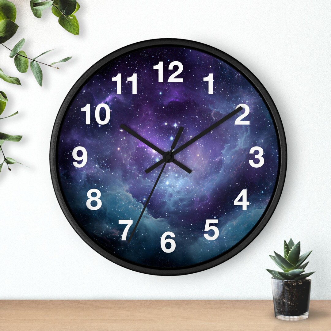 Teal Nebula Swirl Wall Clock | Space Sky Stars, Night Sky, Kitchen Wall ...