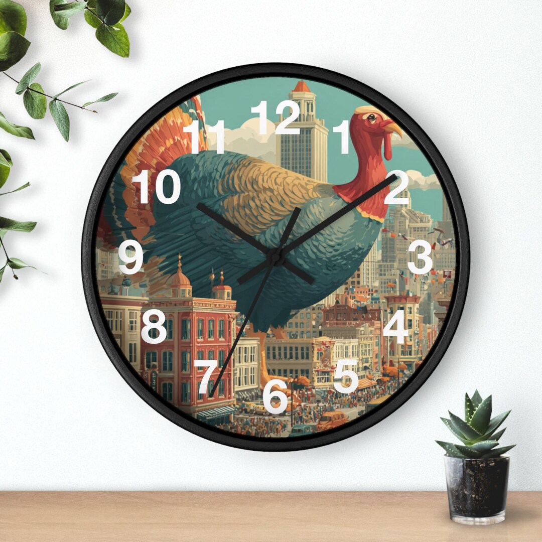 Giant Turkey Parade Wall Clock | Whimsical Urban Wildlife Home Decor ...