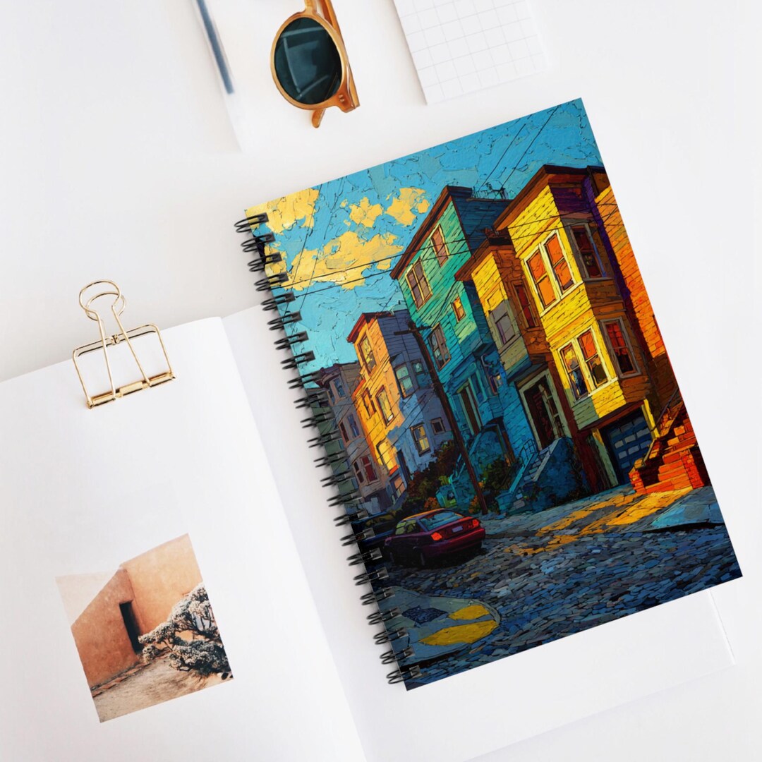 Sunset Hill Houses Spiral Notebook | Ruled Lined Journal, Artistic ...