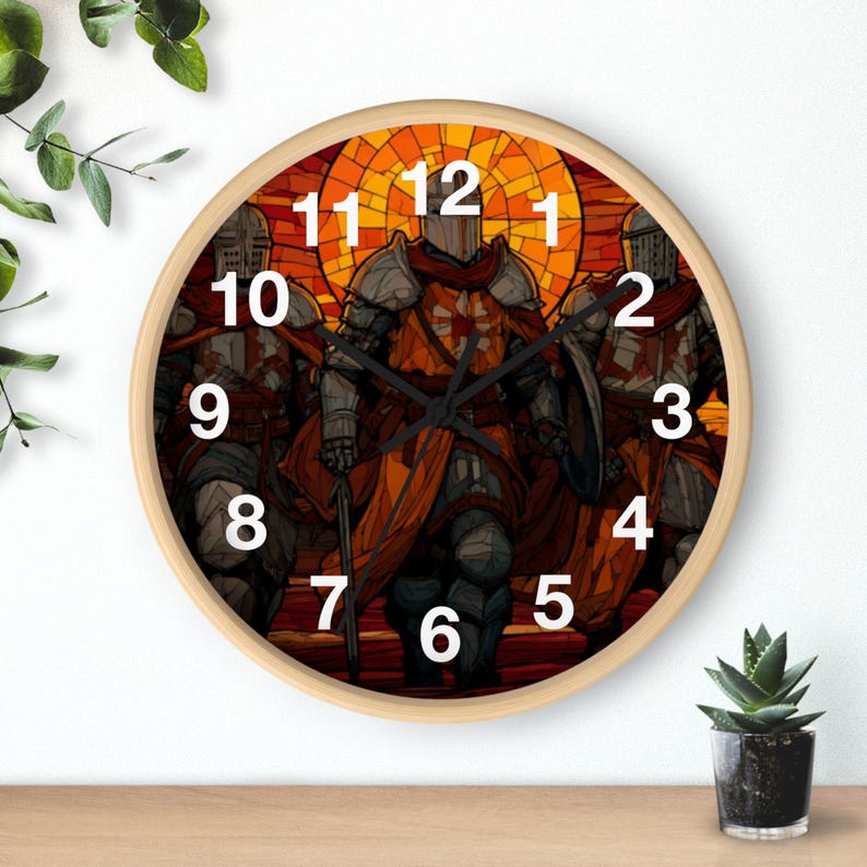 Crusader Armor Landing Wall Clock | Medieval Armor, Stained Glass ...