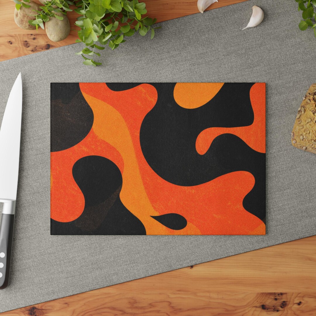 Abstract Spooky Forms Glass Cutting Board | Modern Kitchen Decor, Gift ...