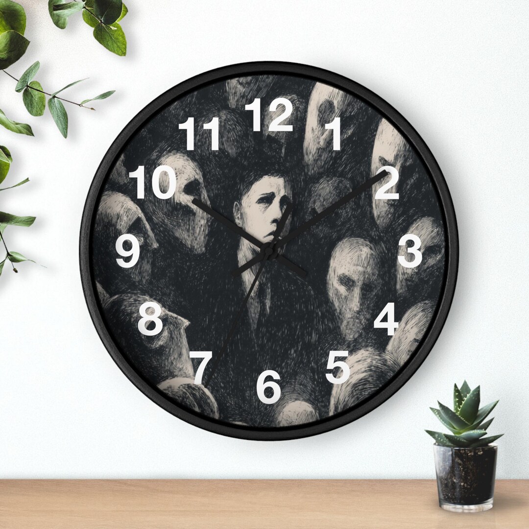 Crowded Anxiety Wall Clock | Dark Horror, Creepy Home Decor, Living ...