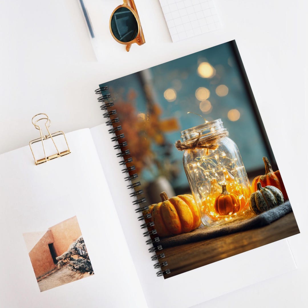 Mason Jar Decor Spiral Notebook | Fall Journal, Pumpkin Decor, Cozy ...