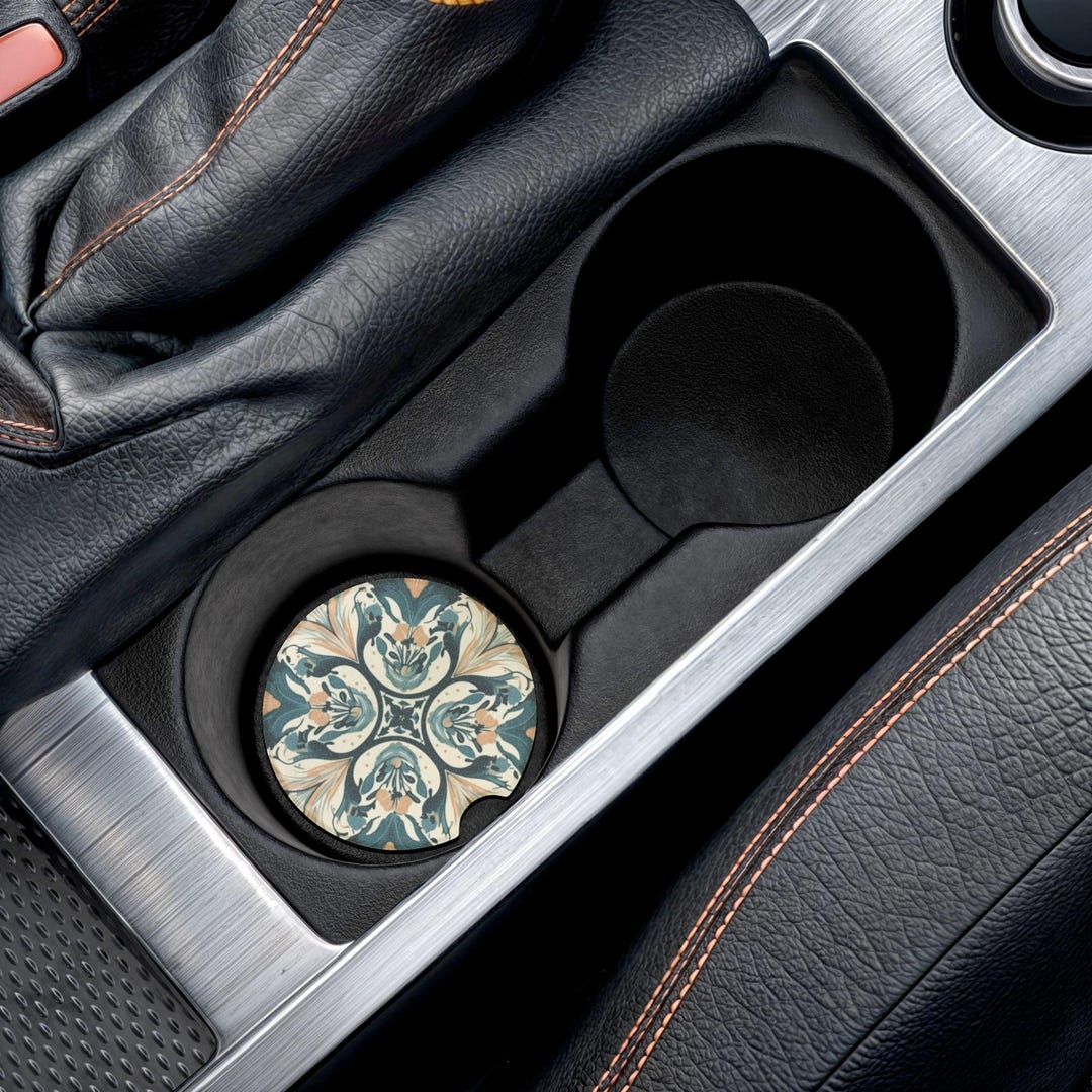 Botanical Tile Bloom Car Coaster | Soapstone Car Coaster, Unique Gift ...