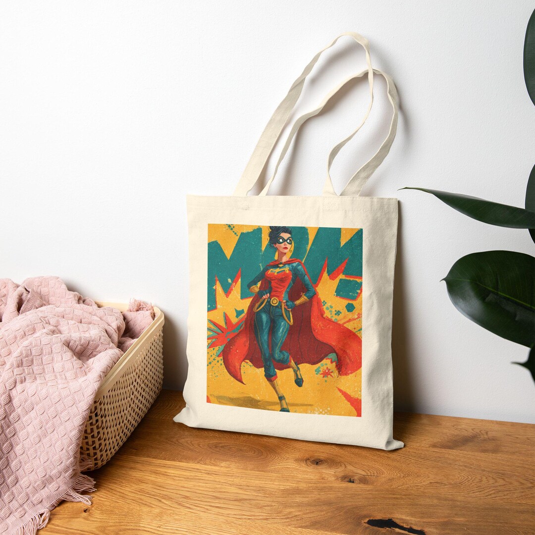 Superhero Mom Comic Tote Bag | Stylish Eco-friendly Bag for Shopping ...