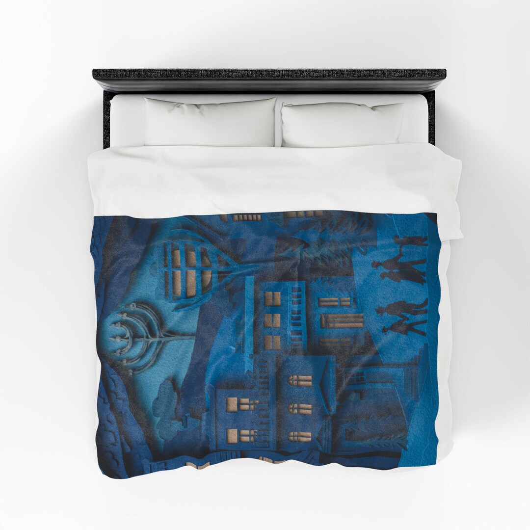 Paper Cutout Scene Plush Blanket, Soft Throw Blanket, Holiday Decor ...