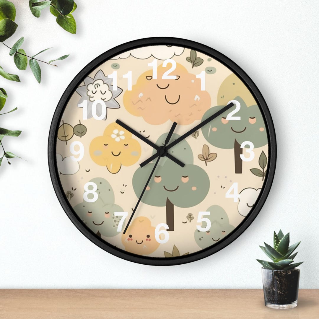 Kawaii Nature Friends Wall Clock | Cute Forest Animal, Kitchen Wall ...