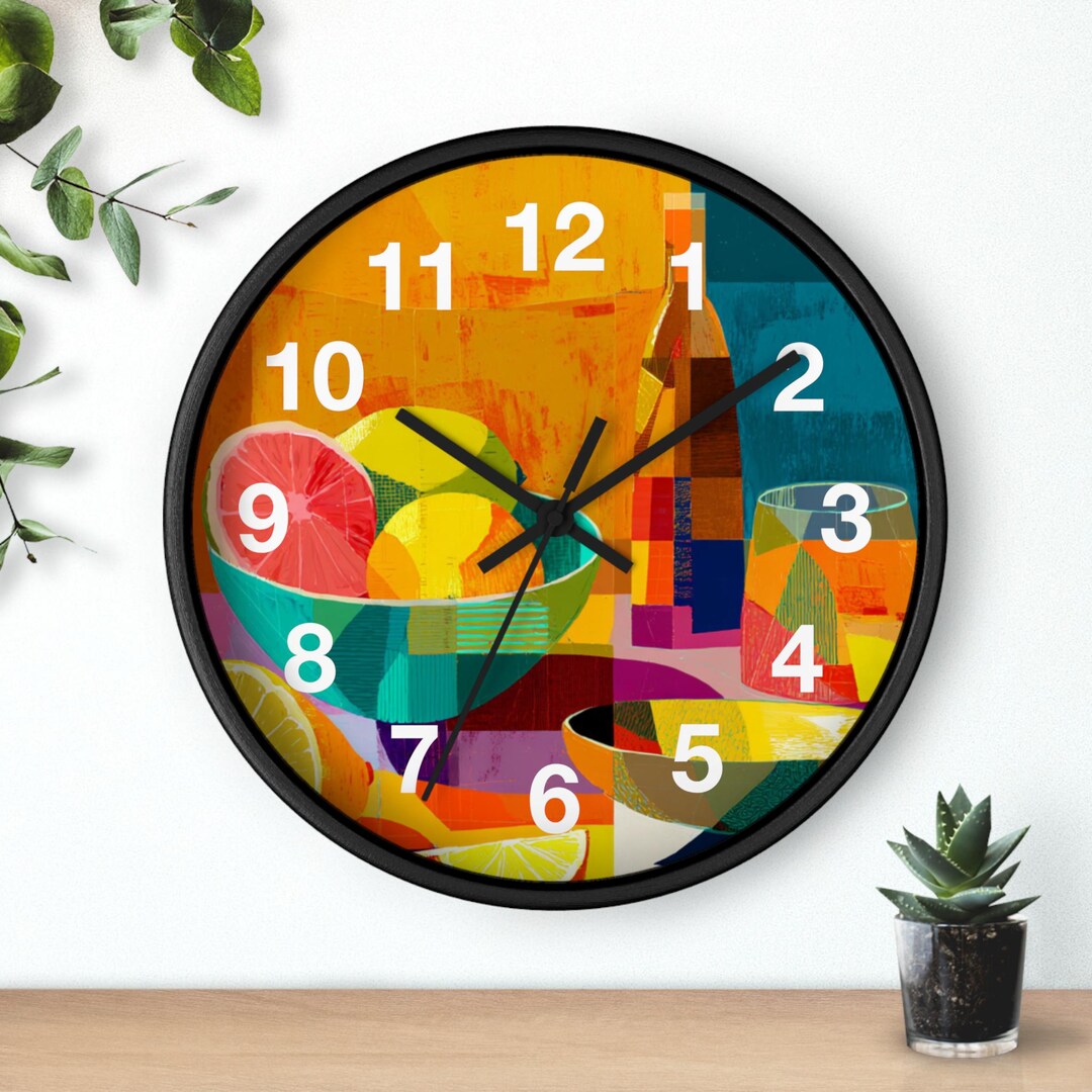 Fruit Bowl Still Wall Clock | Modern Kitchen Decor, Living Room Art ...