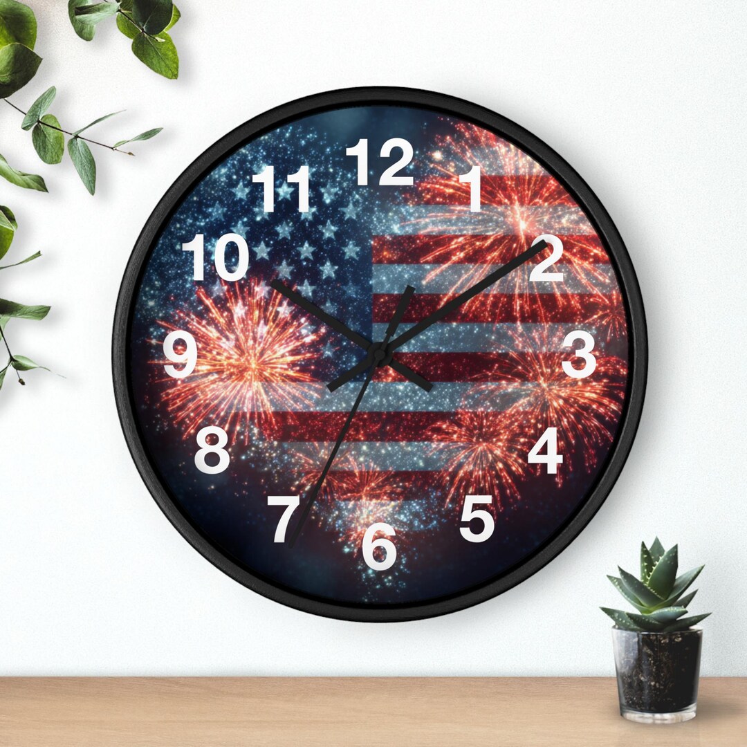 Heart Flag Design Wall Clock | Patriotic USA Patriotic Home Decor ...