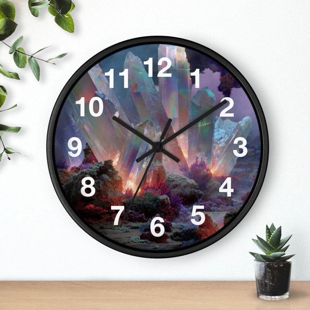 Crystalline Council Gathering Wall Clock | Fantasy Gemstone, Kitchen ...