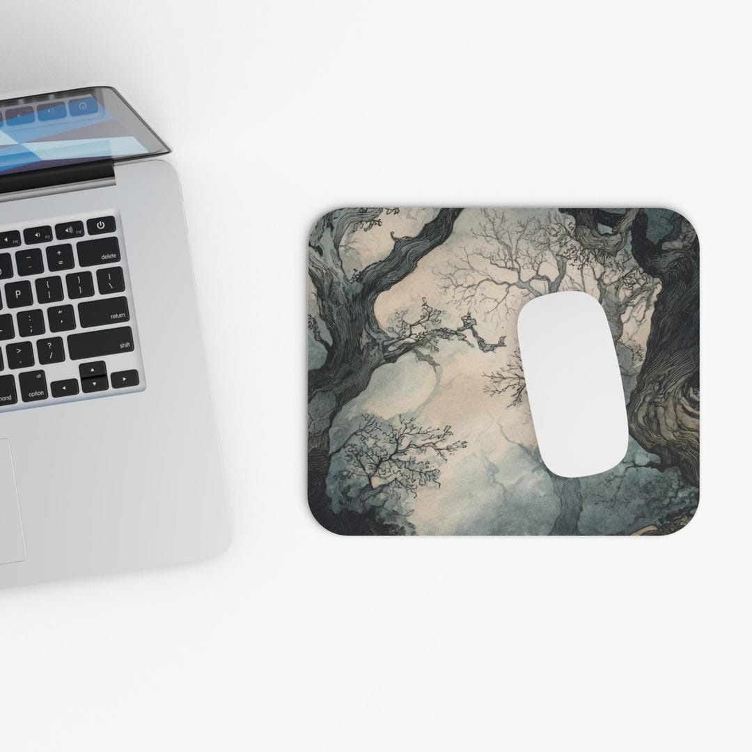 Gnarled Forest Mist Mouse Pad | Gothic Forest Desk Mat, Office Desk ...