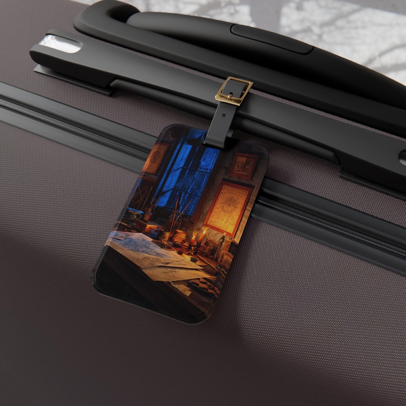Inventor Workshop Light Luggage Tag | Vintage Candlelit Window, Unique ...