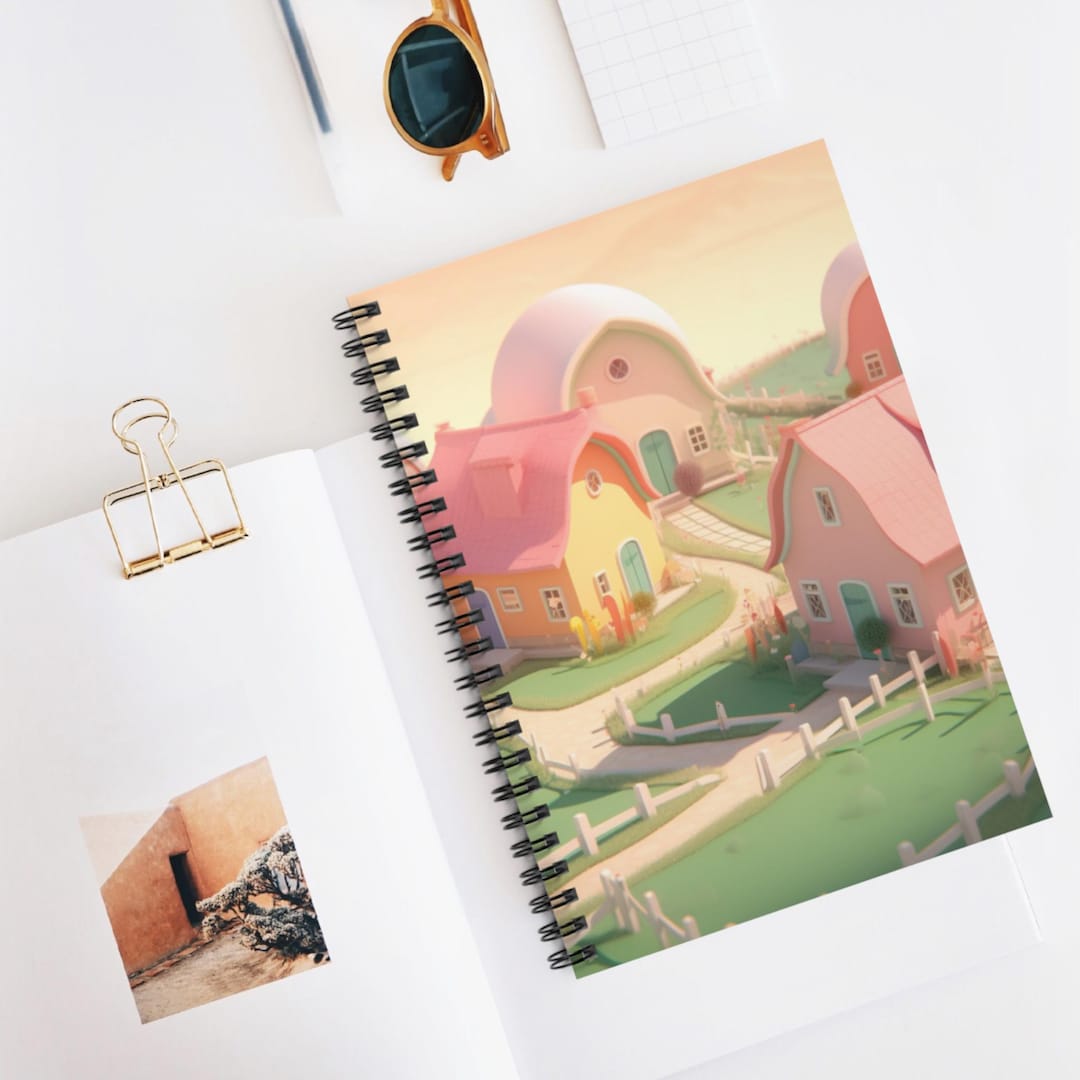 Kawaii Country Cottages Notebook | Spiral Ruled Journal, Artistic ...