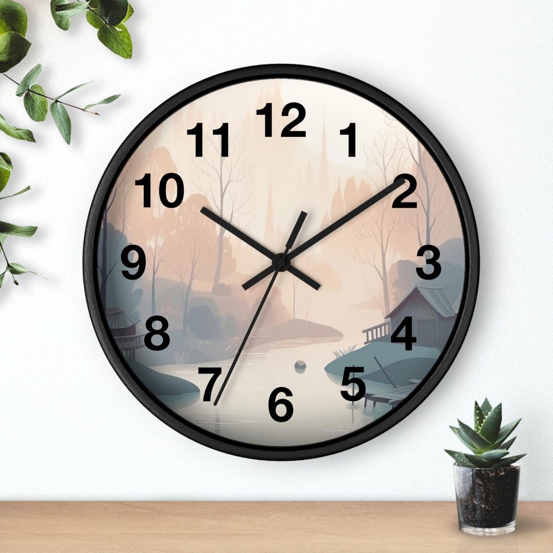 Smiling Sky Friends Wall Clock | Calm Nature Scene, Pastel Forest ...