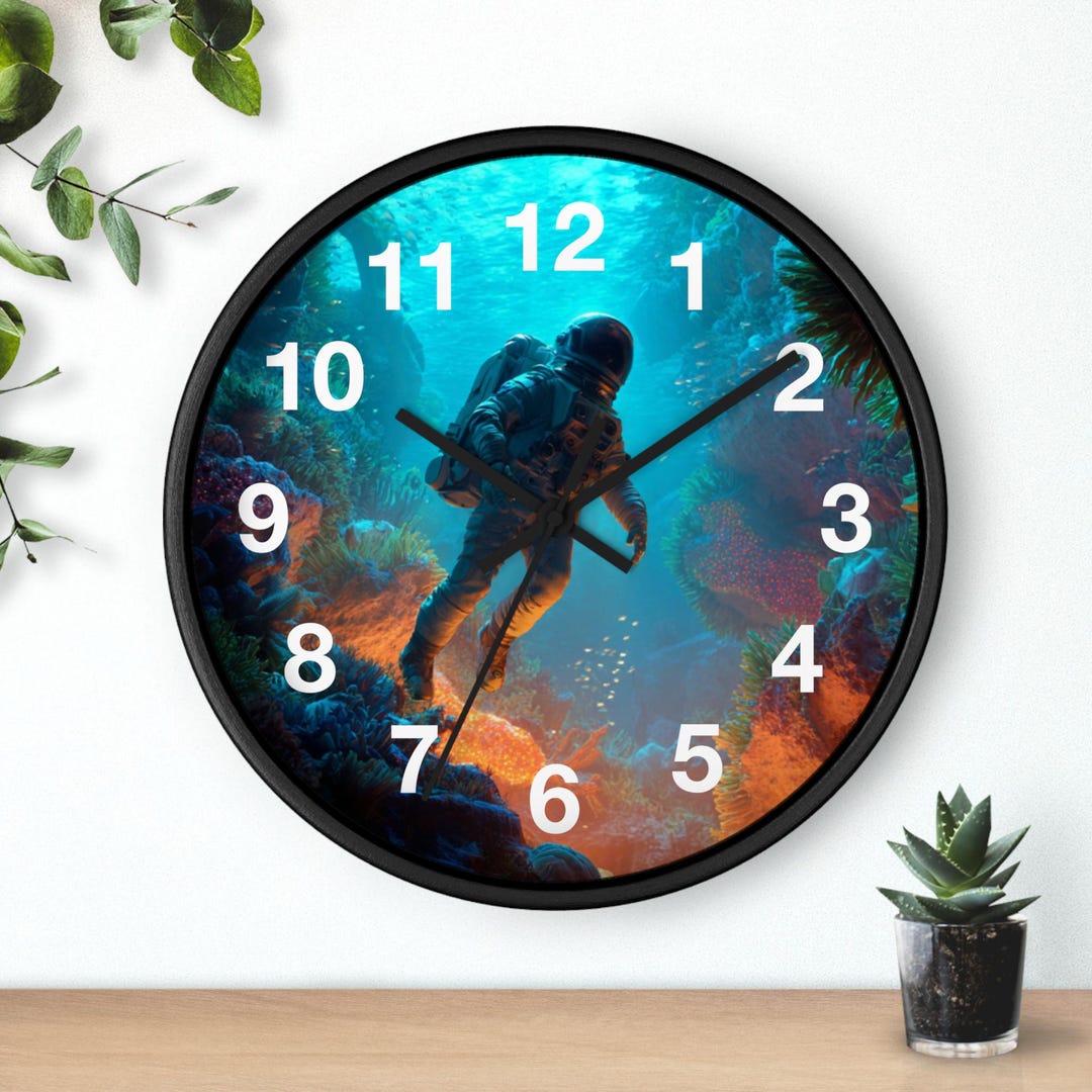 Alien Coral Cave Wall Clock | Ocean Diver Space Scuba Art, Kitchen Wall ...