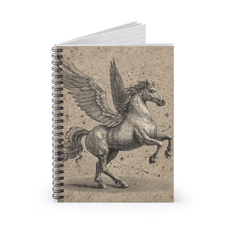 Pegasus Parchment Engraving Spiral Notebook, Ruled Line Journal ...