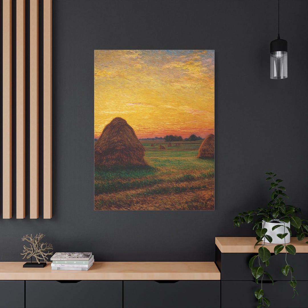 Golden Haystacks Canvas Art Print, Nature Wall Decor, Landscape Artwork ...