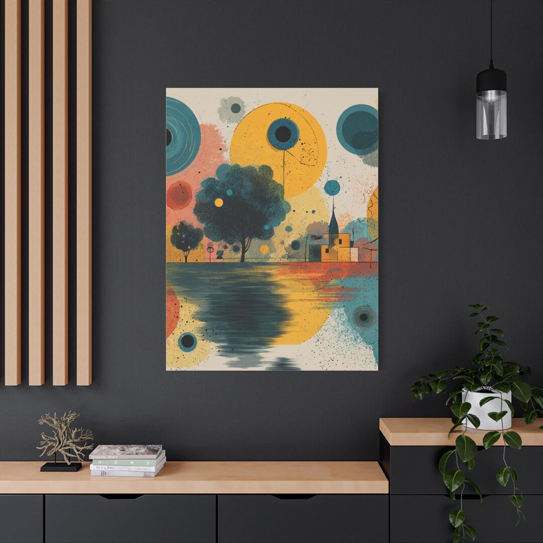 Surreal Landscape Symbols Canvas Art Print, Colorful Abstract Landscape ...