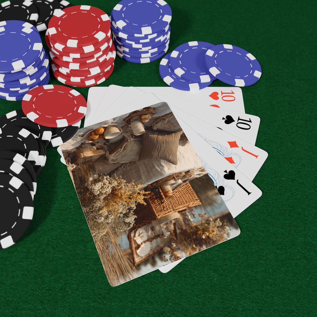 Boho Picnic Setup Poker Playing Cards, Vintage Card Deck, Game Night ...