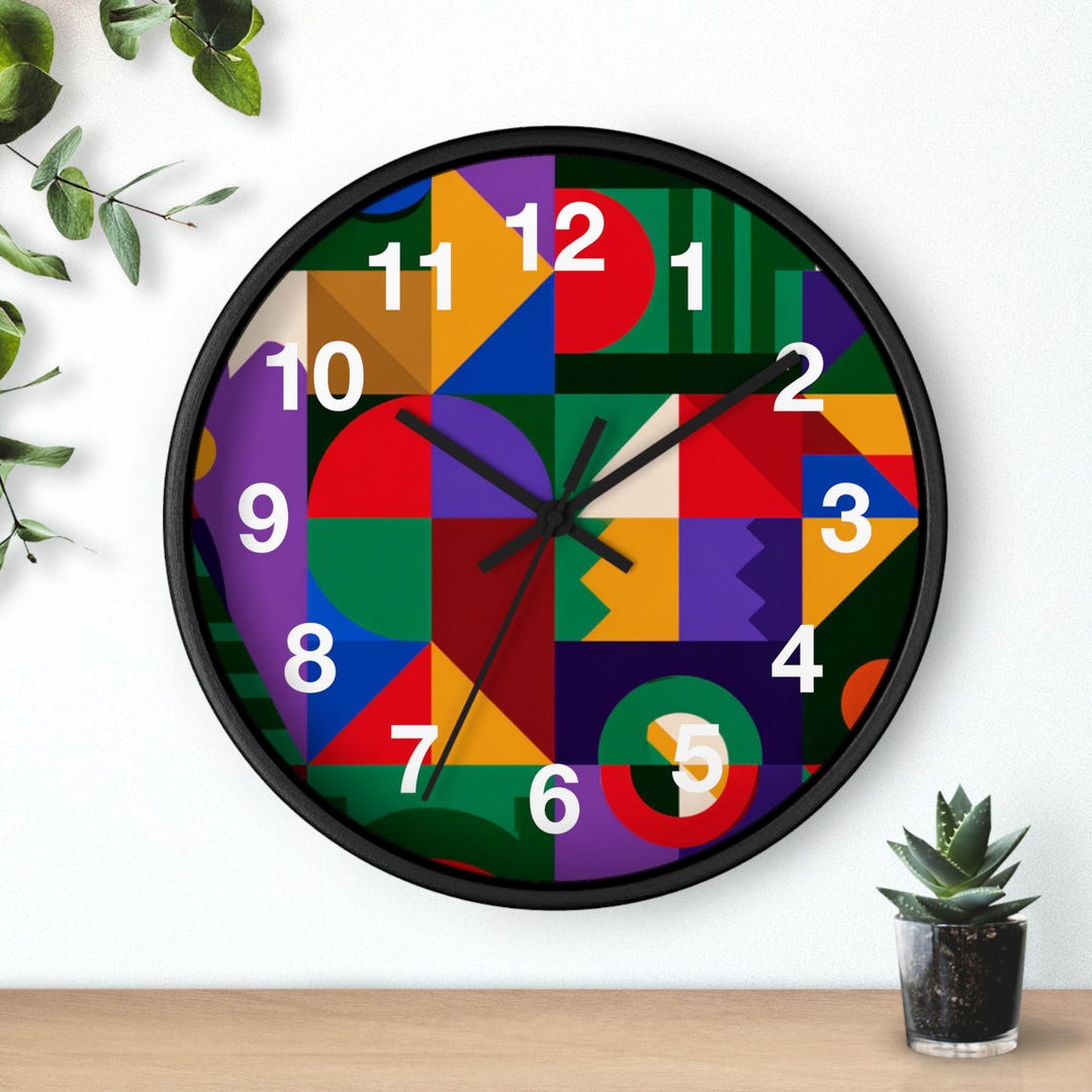 Geometric Holiday Shapes Wall Clock | Modern Art Decor, Home Office ...
