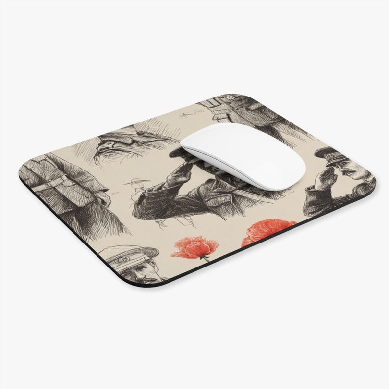 Sketch of Soldiers Mouse Pad | Remembrance Poppies, Military Salute ...