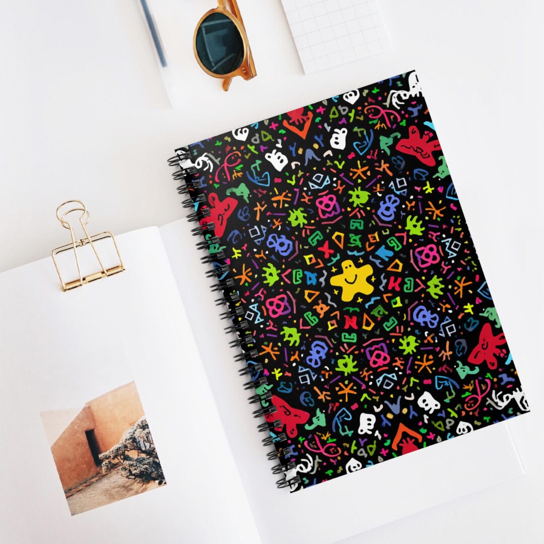 Symbols of Joy Spiral Notebook - Ruled Line, Vibrant Journal, Cute ...
