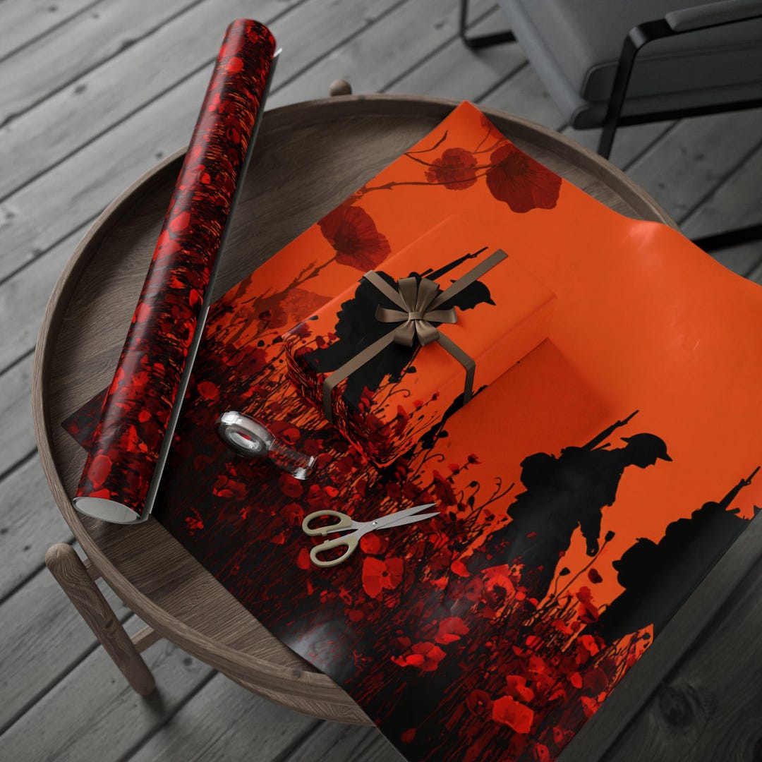 Soldiers in Poppies Wrapping Paper | Floral Accent, Eco-friendly Wrap ...