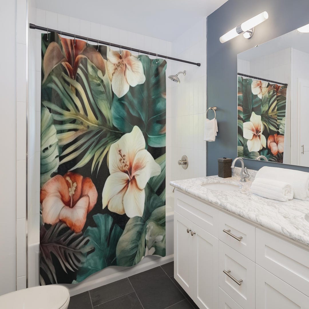 Rainforest Bloom Tangle Shower Curtain | Tropical Print, Bathroom ...