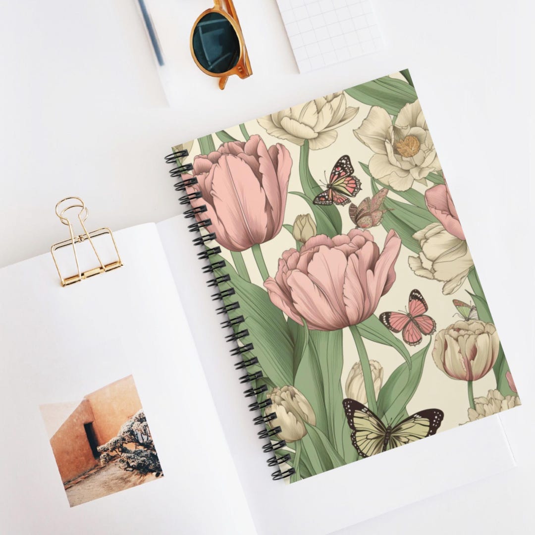 Spring Garden Buzz Spiral Notebook Floral Bee Illustration, Artistic ...