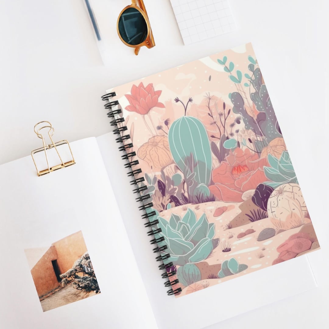 Pastel Desert Garden Notebook | Spiral Ruled Journal, Artistic ...