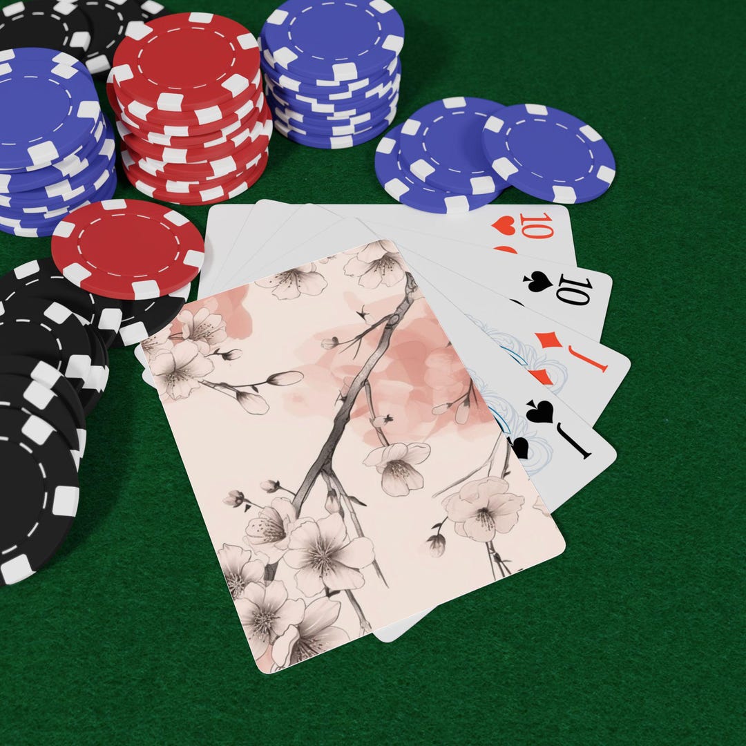 Line Art Sakura Playing Cards, Standard Playing Cards, Game Night ...