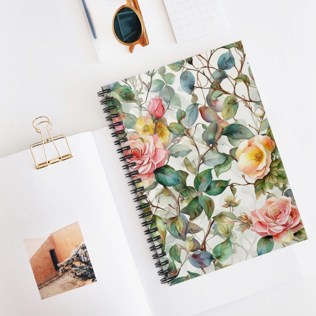 Climbing Rose Vines Spiral Notebook | Ruled Journal, Artistic ...