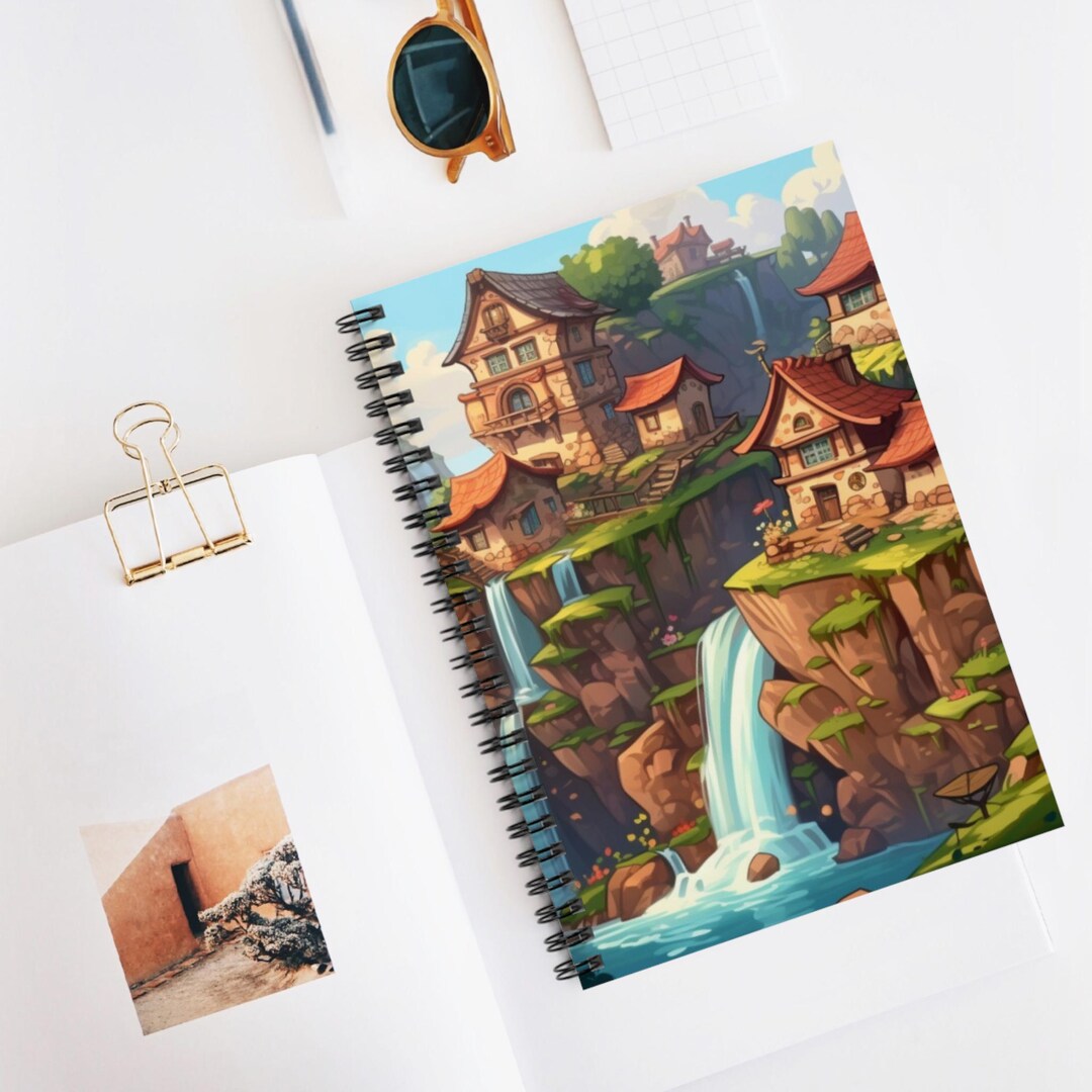 Waterfall Village Life Notebook | Spiral Ruled Journal, Artistic ...