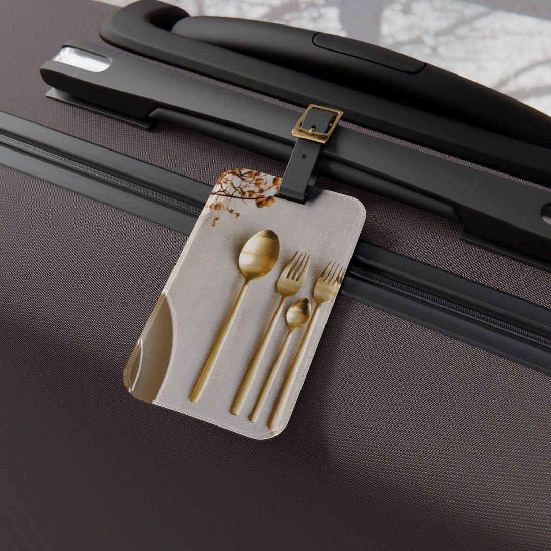 Minimalist Dinner Setting Luggage Tag - Travel Accessory, Unique Gift ...