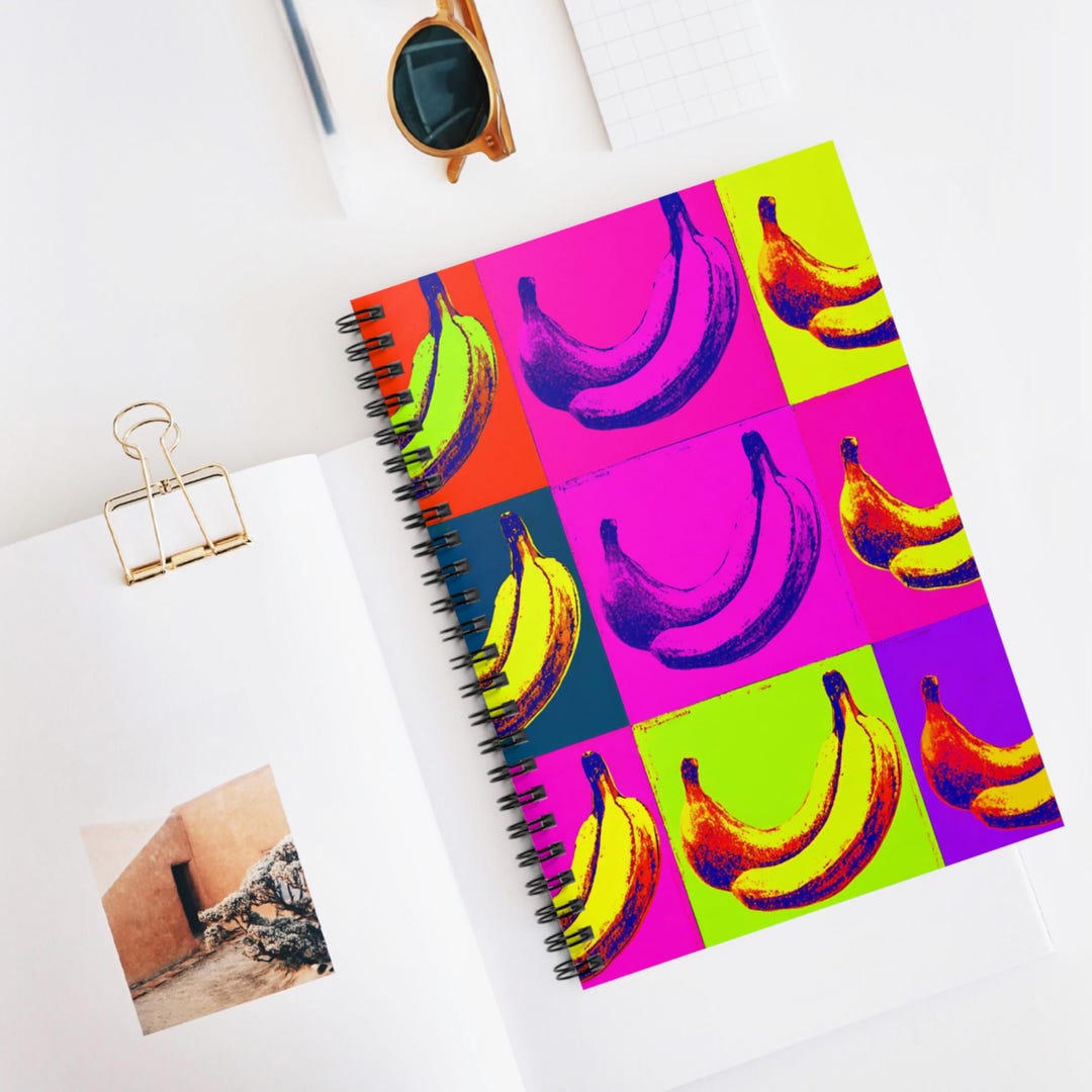 Banana Grid Pop Spiral Notebook - Fun Journal, Bright Writing Pad, Gift ...