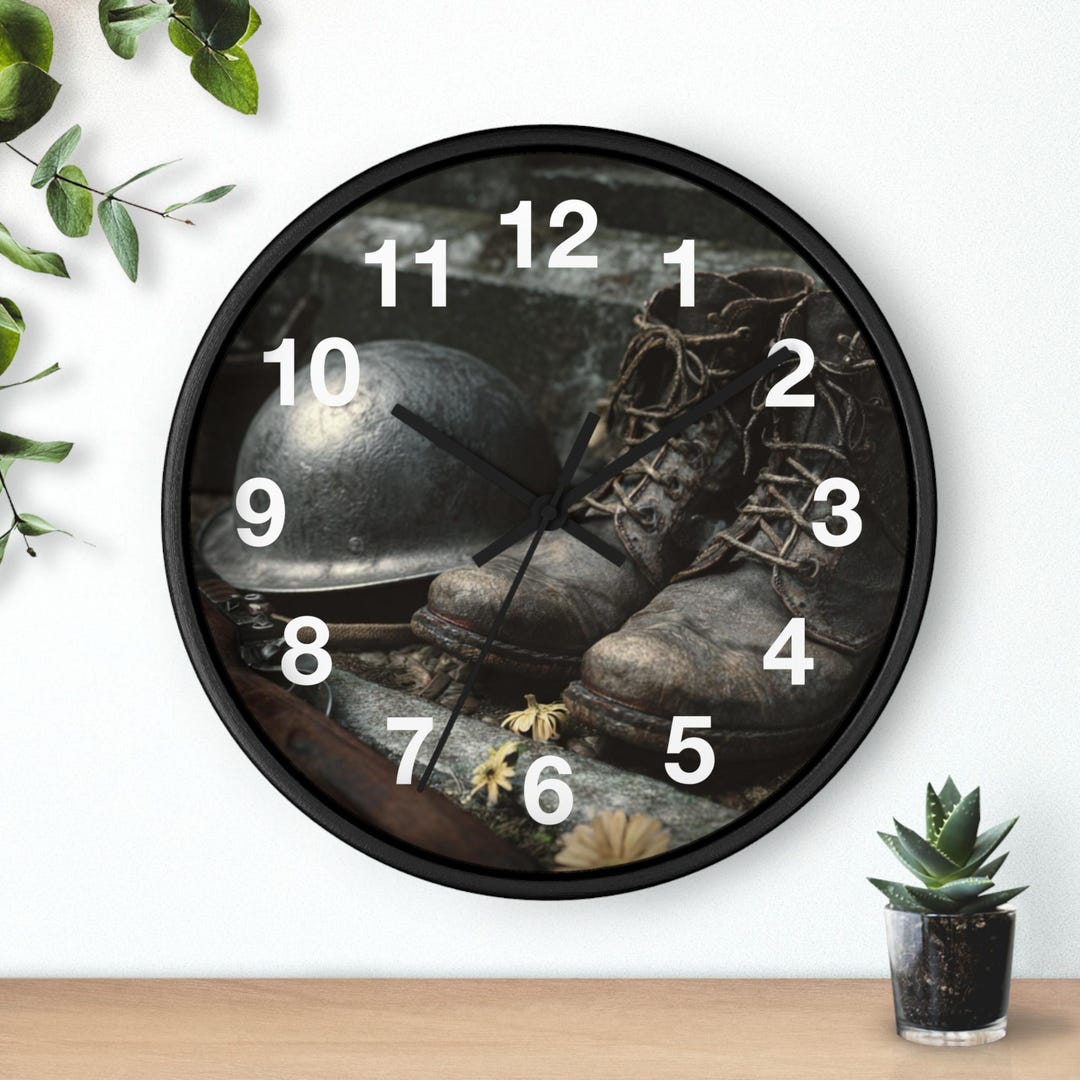 Boots-helmet-rifle Wall Clock | Military Remembrance Decor, Living Room ...