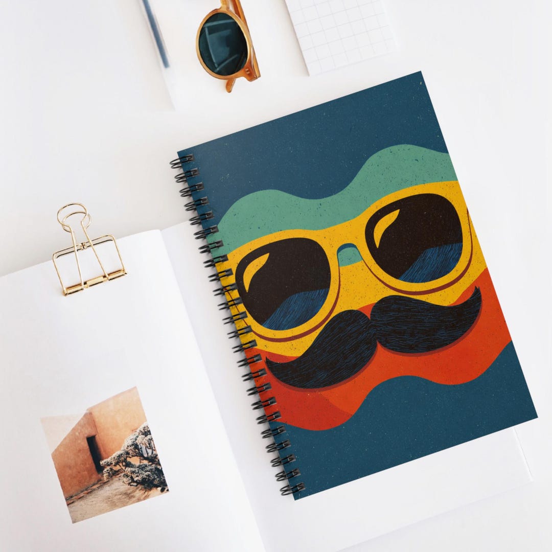 Shades and Mustache Spiral Notebook - Fun Journal for Writers, Artists ...