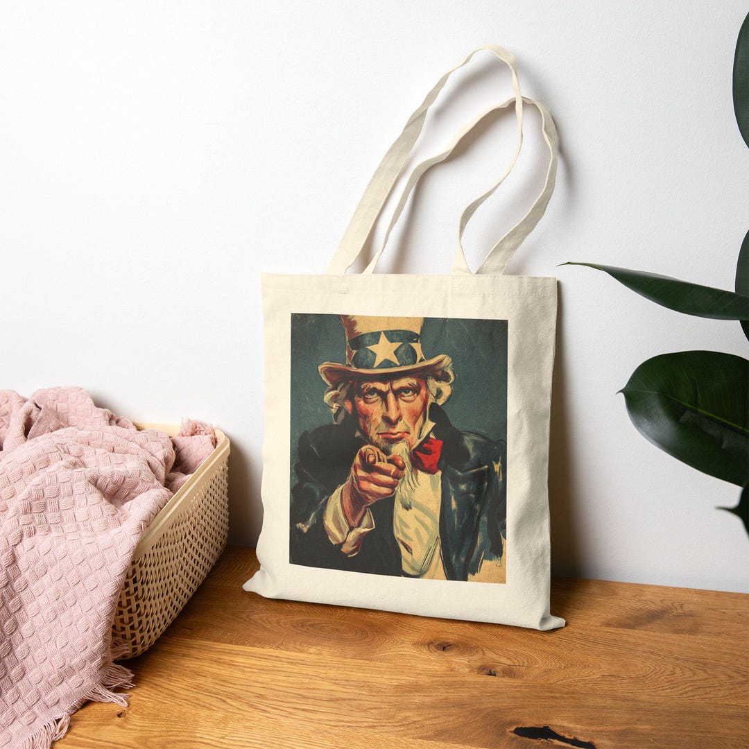 Retro Uncle Sam Tote Bag, Canvas Shopping Bag, Eco-friendly Bag, Retro ...