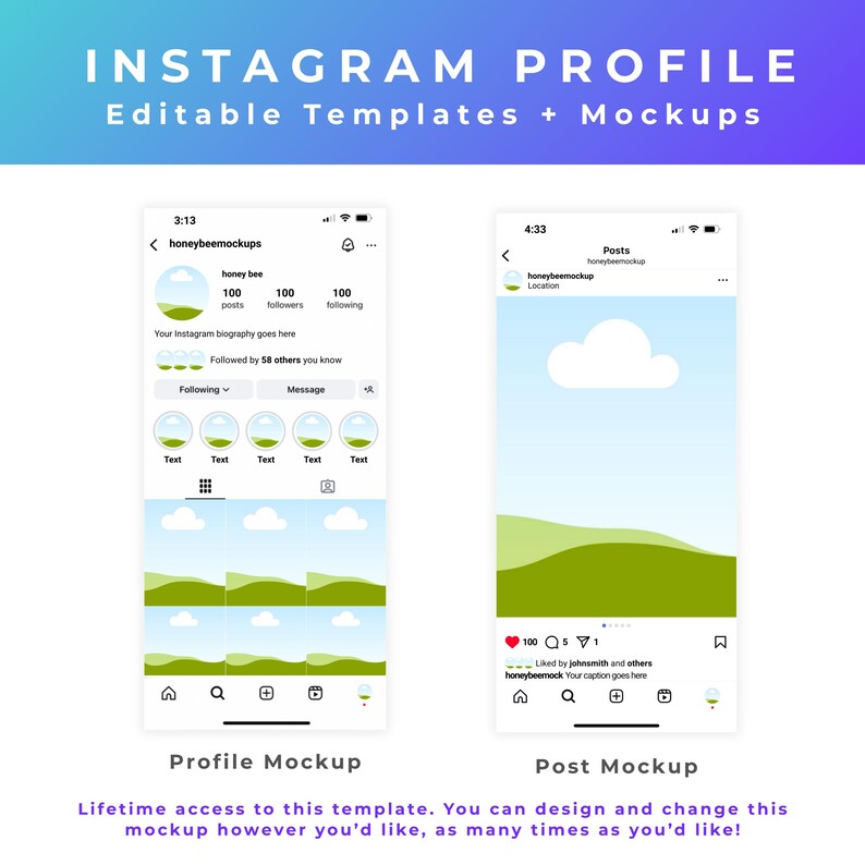 Instagram Mockup Templates: Social Media Feed Planner (canva Editable ...
