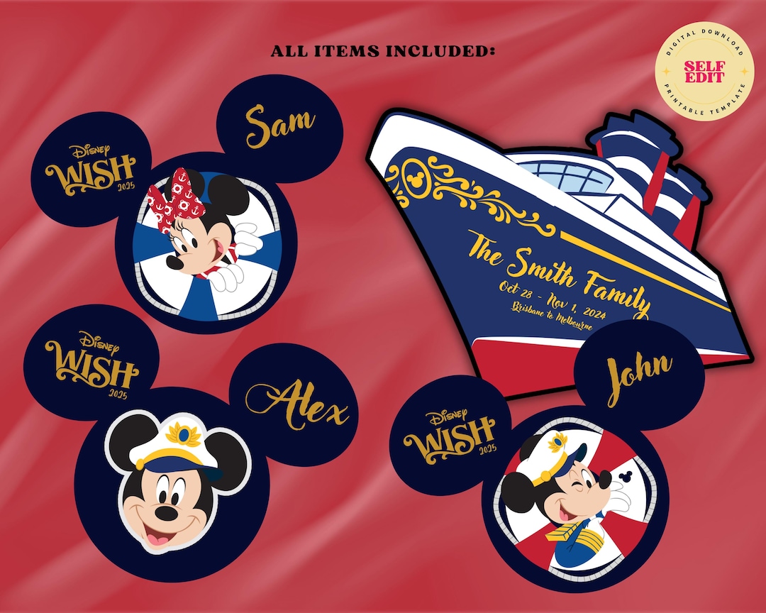 Disney Wish Cruise Door Magnet | Editable Canva Template | Cruise ...