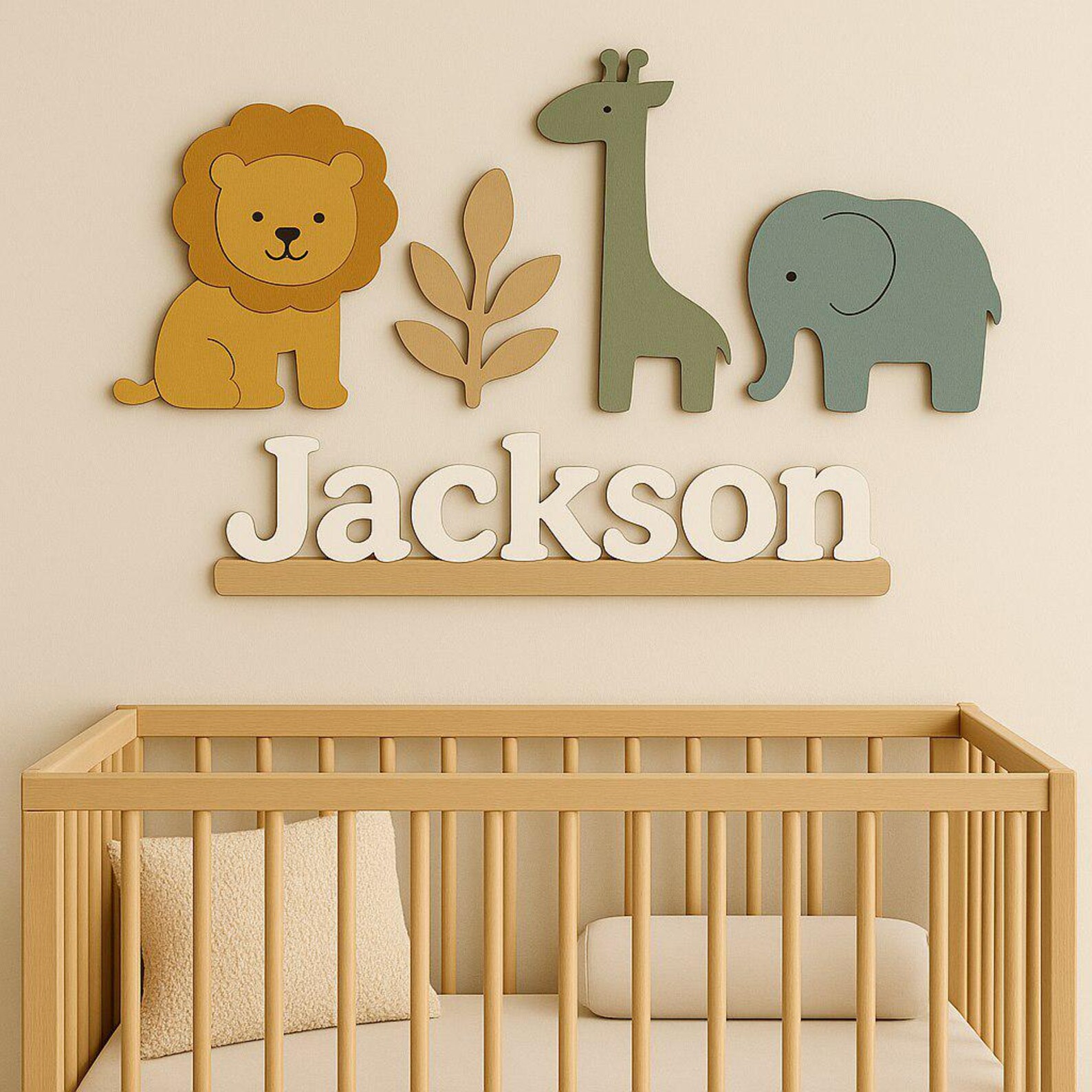 Zoo Animal Nursery Name Sign, Personalized Wooden Sign Above Crib, Baby ...