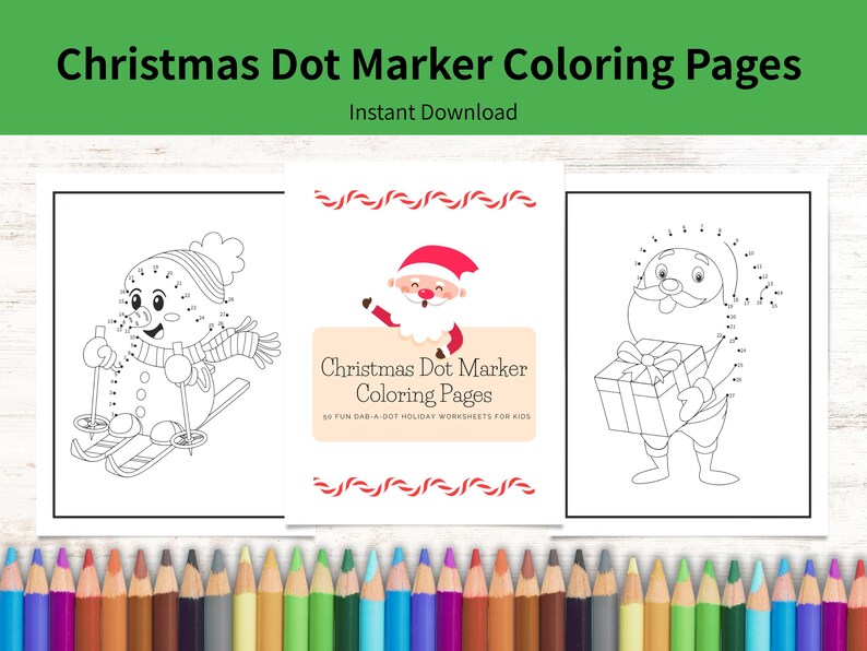 Christmas Dot Marker Coloring Pages | 50 Printable Dab-a-dot Holiday ...