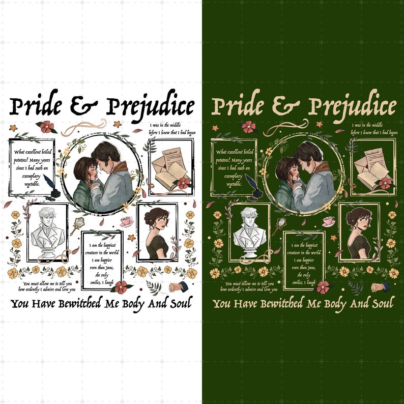 Pride and Prejudice Quotes PNG Digital Download, Pemberley PNG Clipart ...