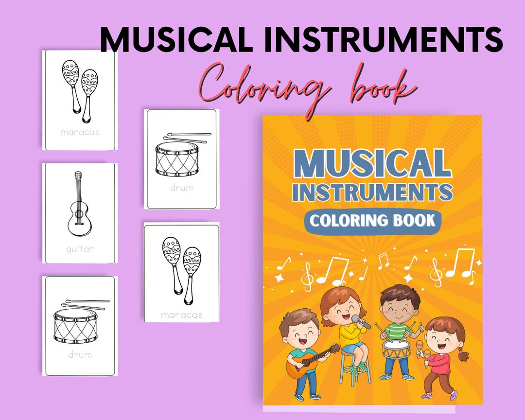 Musical Instrument Coloring Book for Kids | 30+ Pages | Printable PDF ...