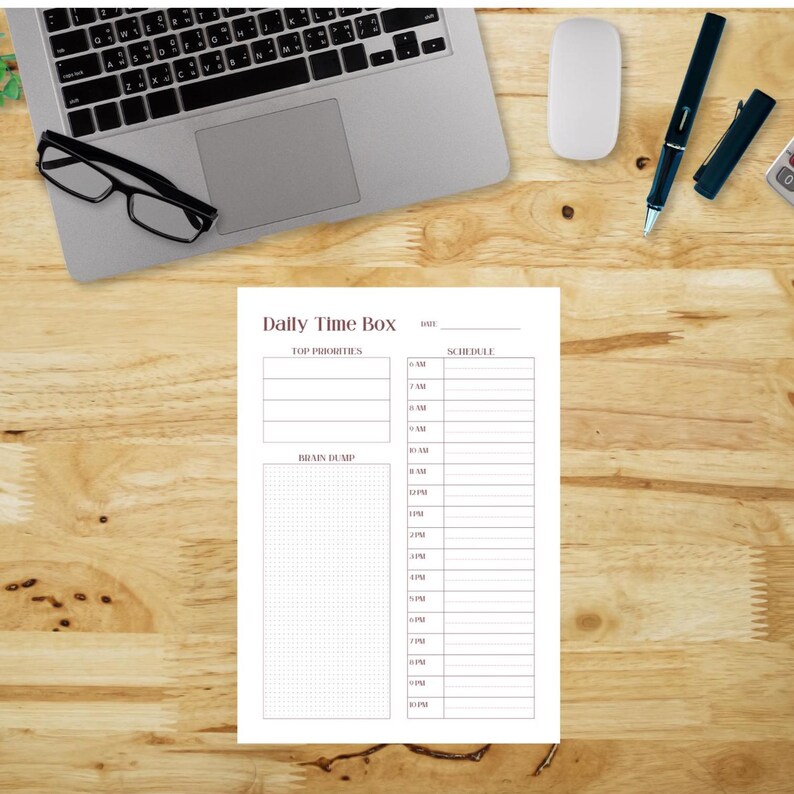 Daily Time Box Planner - Etsy