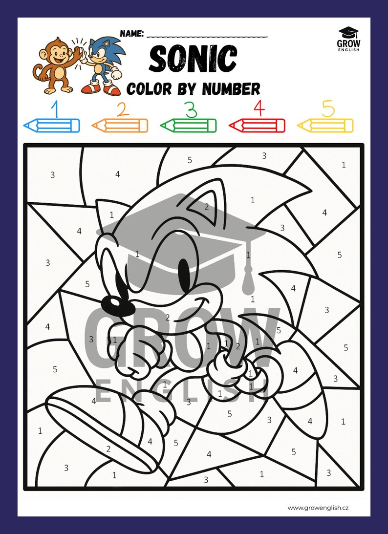 Sonic Coloring Page – Color by Numbers (printable PDF) - Etsy