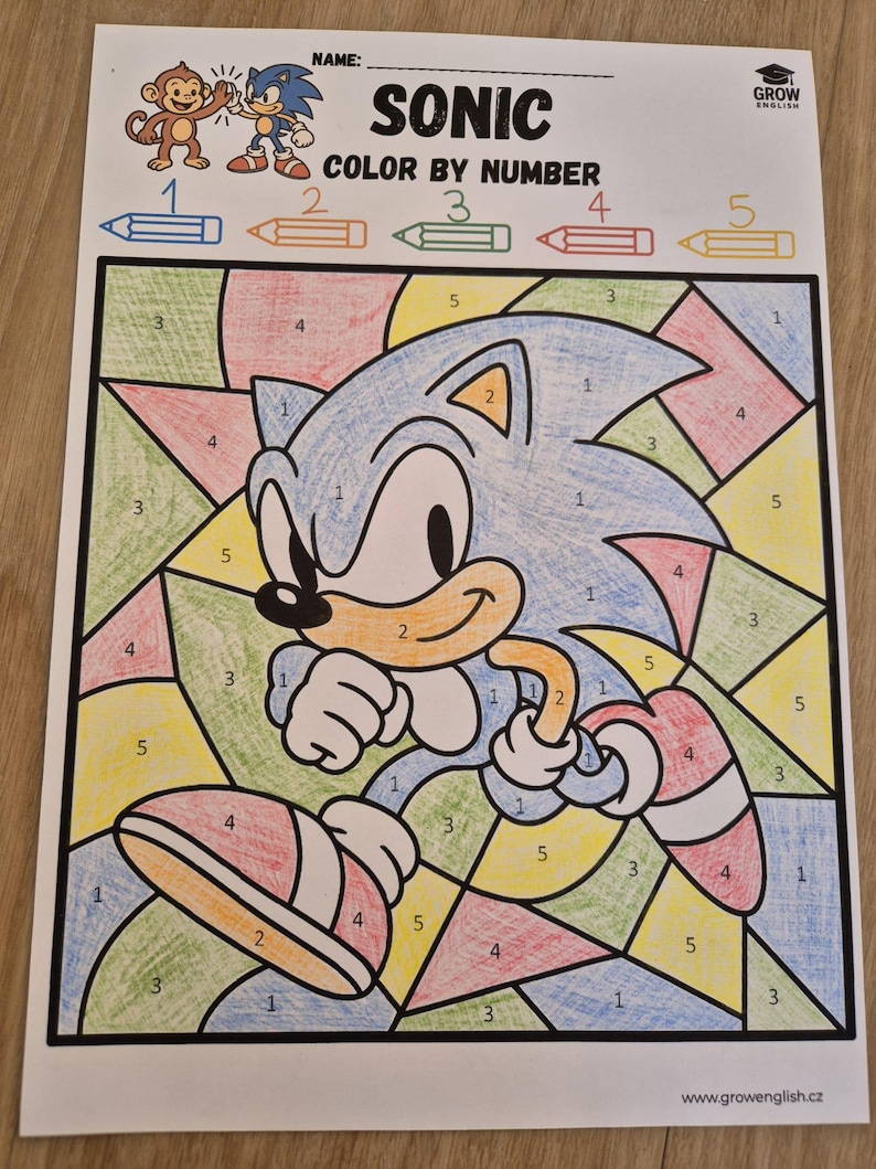 Sonic Coloring Page – Color by Numbers (printable PDF) - Etsy
