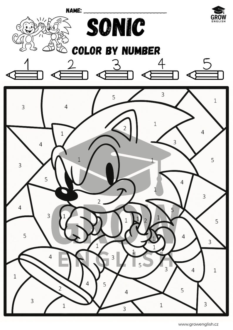 Sonic Coloring Page – Color by Numbers (printable PDF) - Etsy